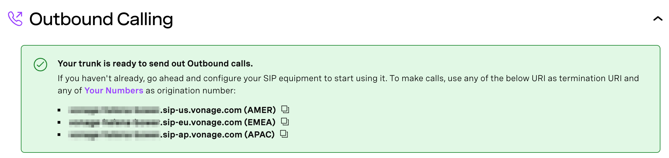 SIP Dashboard | Vonage API Documentation